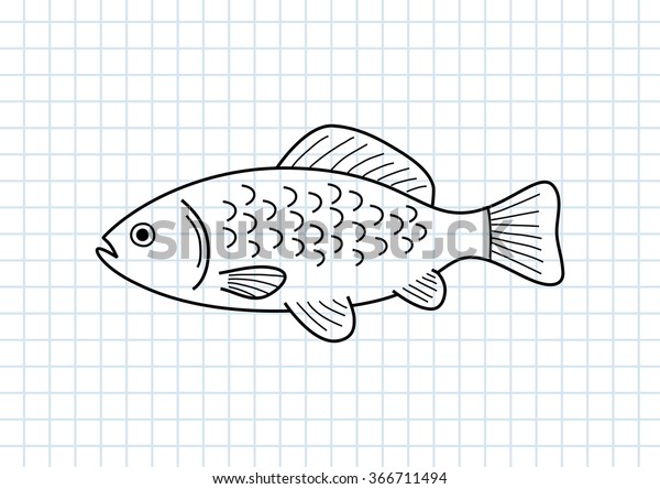 Fish Drawing On Squared Paper Stock Vector (Royalty Free) 366711494 ...