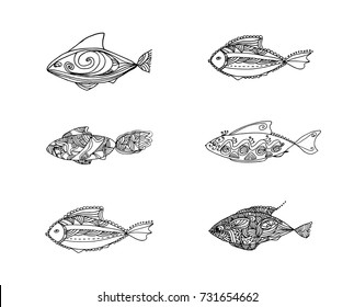 Cod Fish Outline Engraving Vector Illustration: vector de stock (libre ...