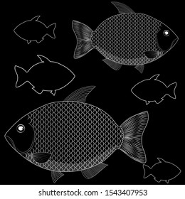Fish Drawn Lines River Fish Scales Stock Vector (Royalty Free ...