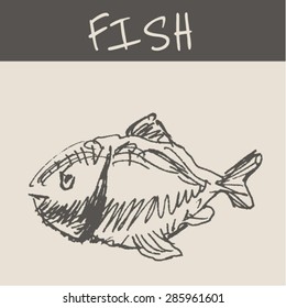 Fish Engraving Etching Sketch Hand Drawing 库存矢量图（免版税）285961601 ...