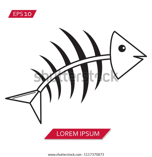 Fish Fishbone Vector Icon Symbol Stock Vector (Royalty Free) 1117370873 ...