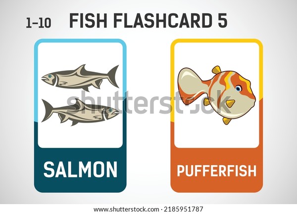 Fish Flashcards Kids Educational Cards Preschool: стоковая векторная ...