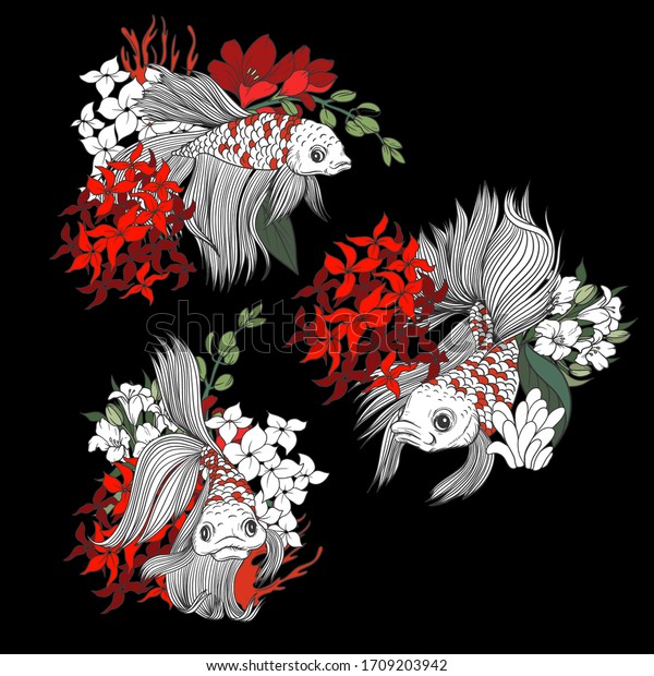 Fish Flowers Graphic Style Isolated Vector Stock Vector (Royalty Free ...