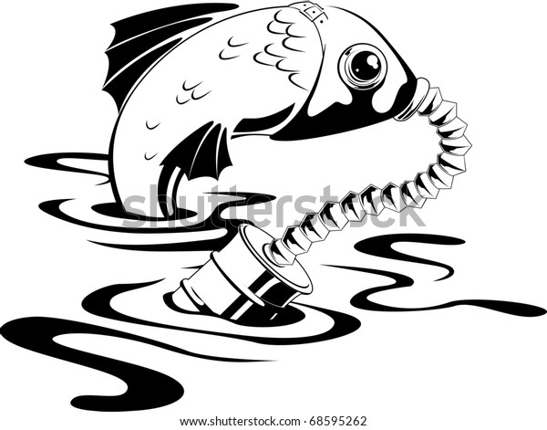Fish Gas Mask Environmental Contamination Vector Stock Vector (Royalty ...