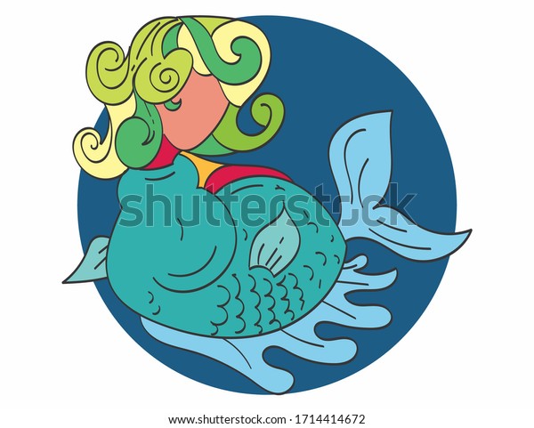 Fish Head Girl Doodle Vector Illustration Stock Vector (Royalty Free ...