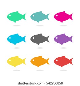 Fish Icon Colorful Set Vector Stock Vector (Royalty Free) 542980858