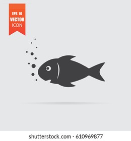 Fish Icon Flat Style Isolated On Stock Vector (Royalty Free) 610969877 ...