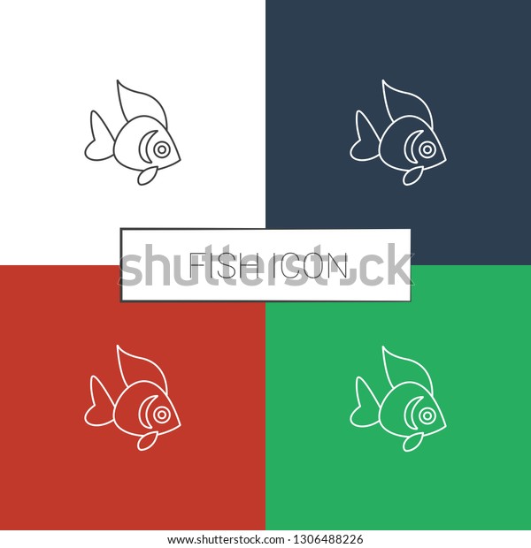 Fish Icon White Background Editable Line Stock Vector (Royalty Free ...