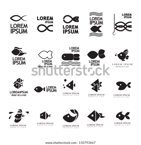 Fish Icons Set Isolated On White Stock Vector (Royalty Free) 150793667