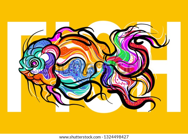 Fish Koki Brush Drawing Vector Illustration: vector de stock (libre de ...
