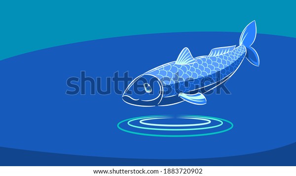 Fish Line Art Drawing Style On Stock Vector (Royalty Free) 1883720902 ...