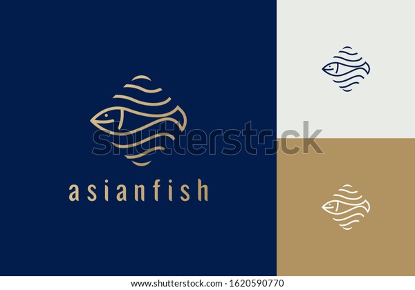 Fish Line Art Logo Vector Monogram Stock Vector (Royalty Free ...