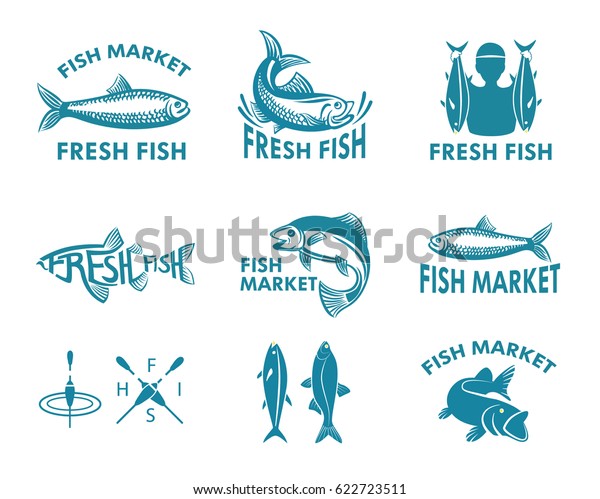 Fish Logo Fish Market Vector Badges Stock Vector (Royalty Free ...