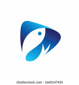 Fish Logo That Formed Play Button Stock Vector (Royalty Free ...