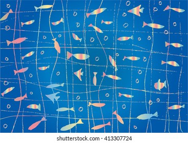 Fish Net Hand Drawing Illustration Stock Vector (Royalty Free ...