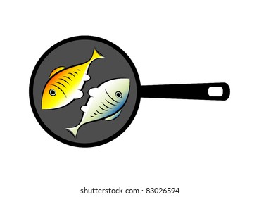 Fish On Pan Stock Vector (Royalty Free) 83026594 | Shutterstock