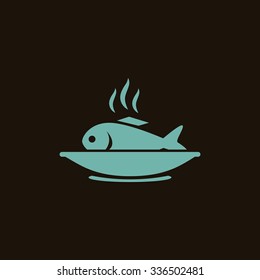 Plate Baked Fish Icon Stock Vector (Royalty Free) 350660333
