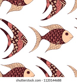 Fish Seamless Pattern Colorful Fish Hand Stock Vector (Royalty Free) 1120144688 | Shutterstock