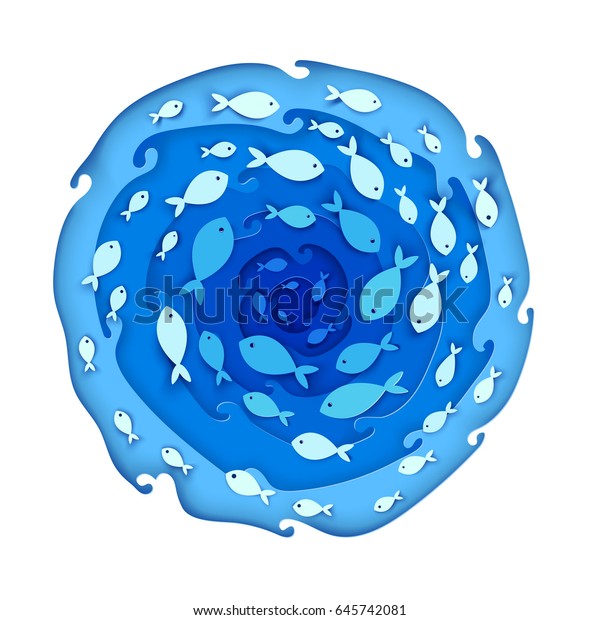 Fish Swim Sea On Top View Stock Vector (Royalty Free) 645742081 ...