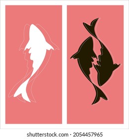Fish Swimming Silhouette Isolated Vector Fish Stock Vector (Royalty ...