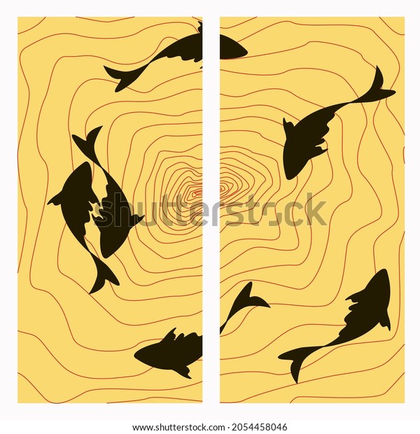 Fish Swimming Silhouette Isolated Vector Fish Stock Vector (Royalty ...