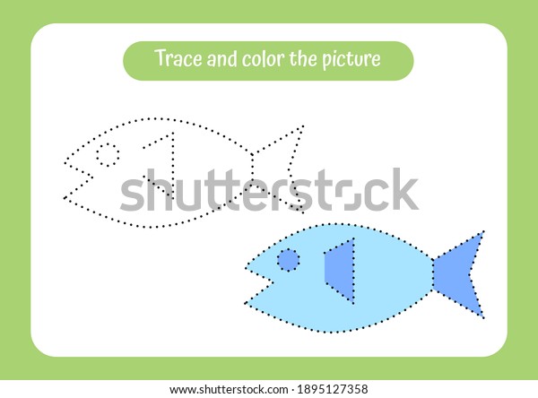 Fish Trace Color Picture Educational Game Stock Vector (Royalty Free ...