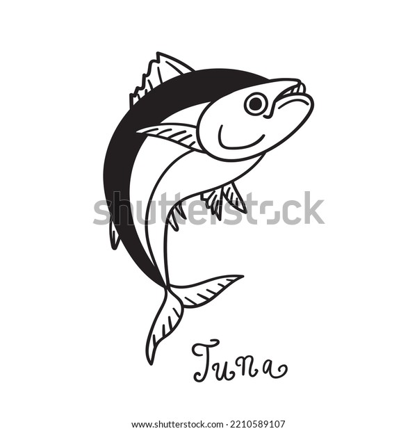 Fish Tuna Outline Illustration Vector Hand Stock Vector (Royalty Free ...