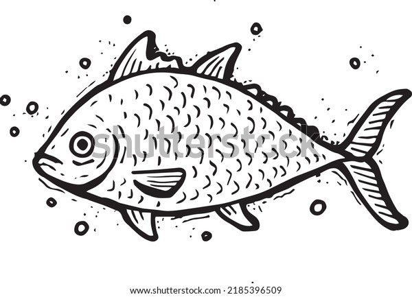 Fish Vector Drawing Black Illustration Stock Vector (Royalty Free ...
