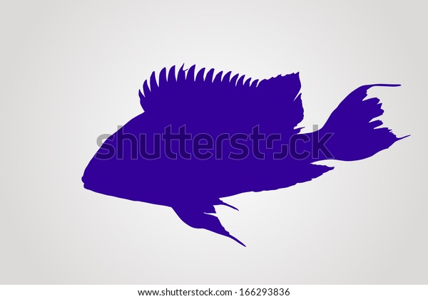 Fish Vector Silhouette Symbol Blue Fish Stock Vector (Royalty Free ...