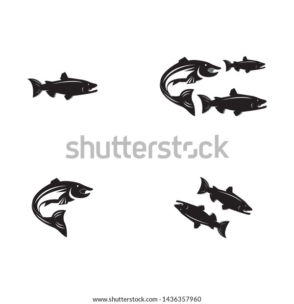 Fish Vector Silhouette Template Salmon Stock Vector (Royalty Free ...