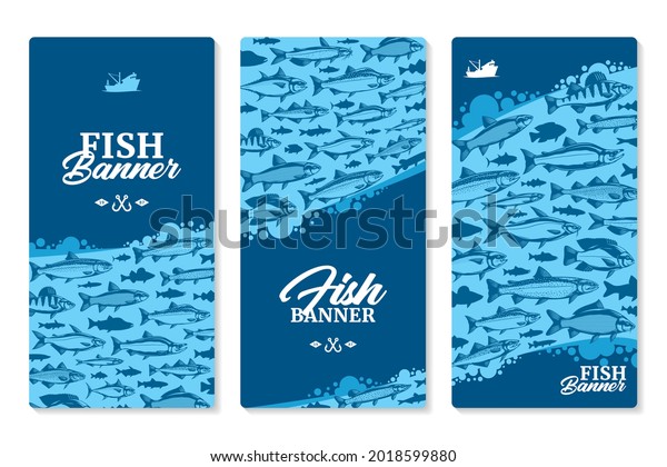 Fish Vertical Banner Flyer Concept Fish Stock Vector (Royalty Free ...