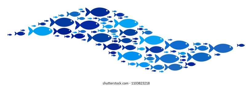 Fish Wave Shape Mosaic Blue Color Stock Vector (Royalty Free ...
