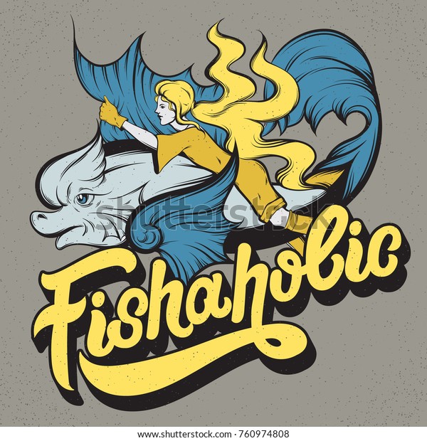 Fishaholic Handwritten Lettering Vector Hand Drawn Stock Vector ...