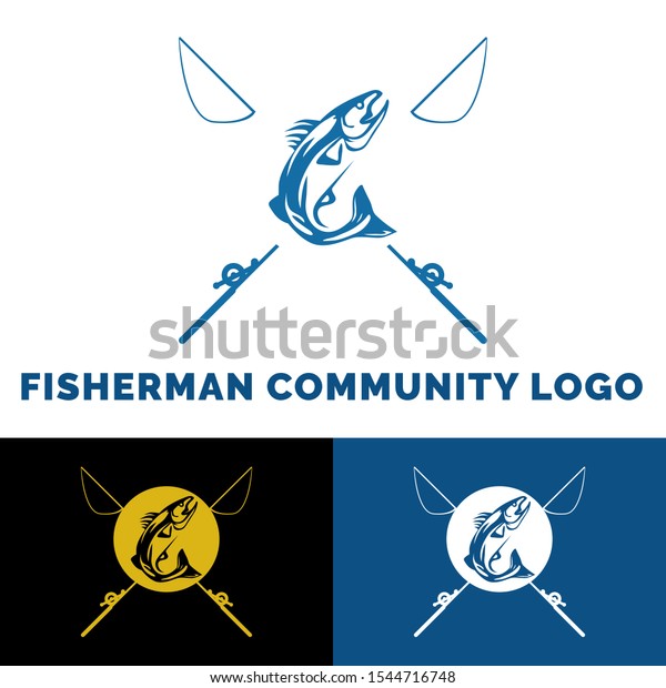 Fisherman Community Logo Design Vector Illustrasion Stock Vector ...