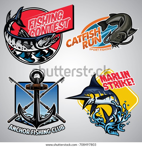 Fishing Badge Design Collection Colored Stock Vector (Royalty Free ...