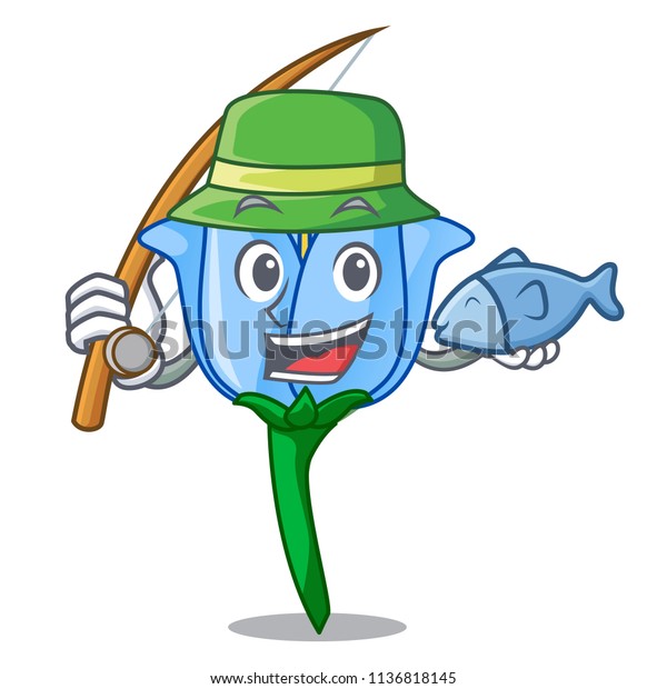 Fishing Bell Flower Mascot Cartoon Stock Vector (Royalty Free ...