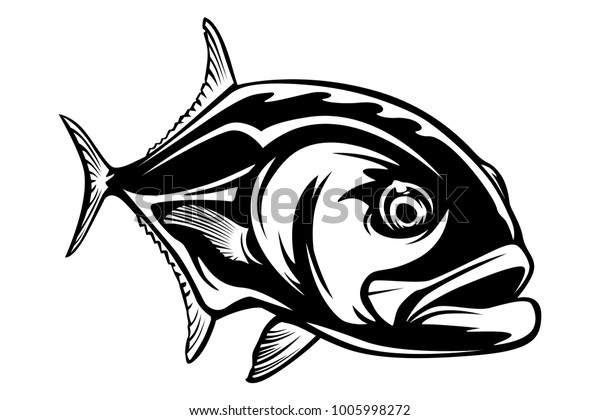 Fishing Emblem Permit Isolated On White Stock Vector (Royalty Free ...
