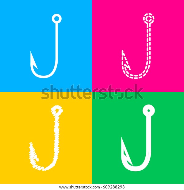 Fishing Hook Sign Illustration Four Styles Stock Vector (Royalty Free ...
