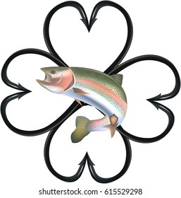 Fishing Hooks Shape Clover Trout Stock Vector (Royalty Free) 615529298 ...