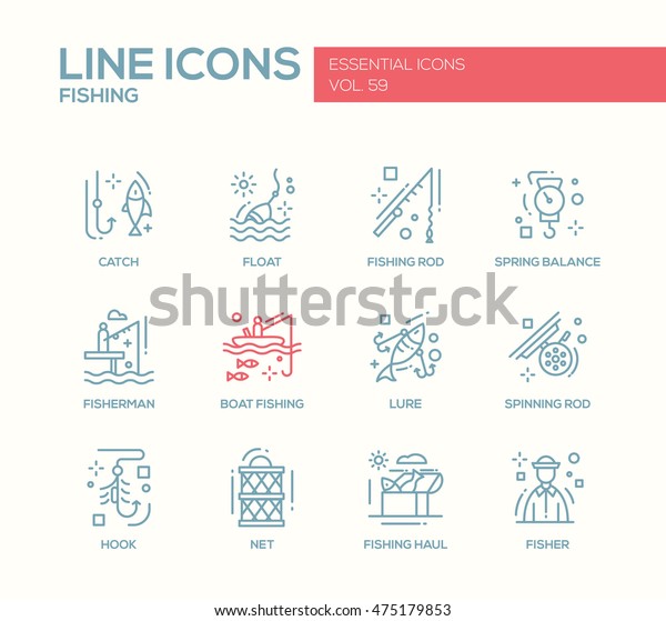 Fishing Modern Vector Plain Line Design Stock Vector (Royalty Free ...