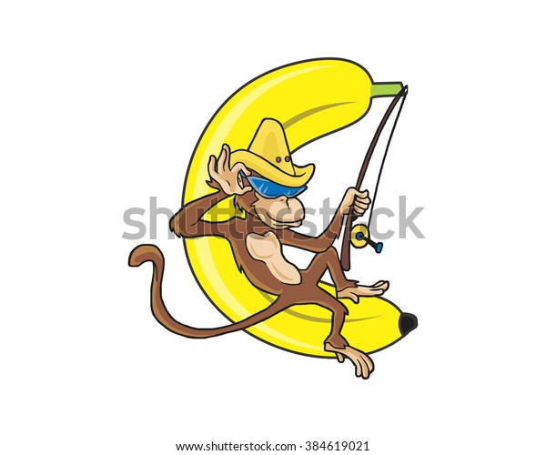 Fishing Monkey Cartoon Mascot Character Stock Vector (Royalty Free ...