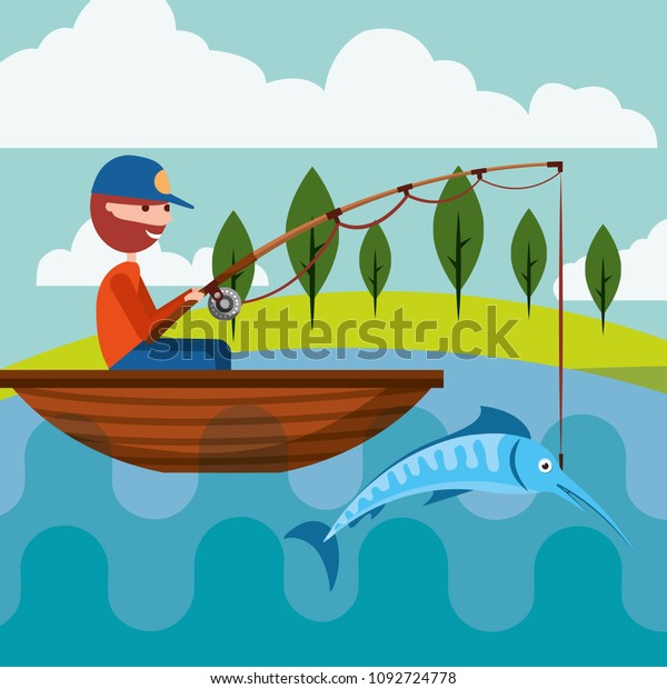 Fishing People Cartoon Stock Vector (Royalty Free) 1092724778 ...