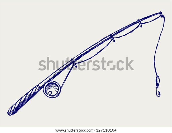 Fishing Rod Doodle Style Stock Vector (Royalty Free) 127110104