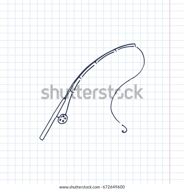 Fishing Rod Handdrawn Vector Illustration Sketch Stock Vector (Royalty ...