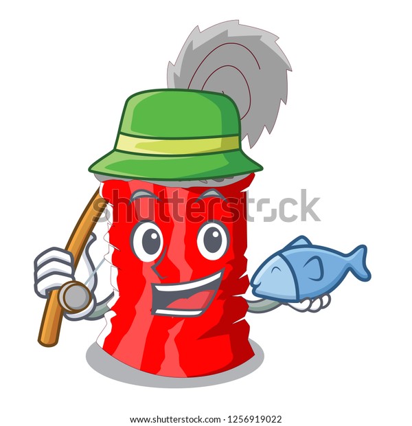 Fishing Set Metallic Tin Can Cartoon Stock Vector (Royalty Free ...