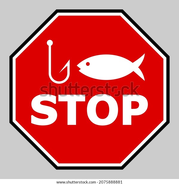Fishing Stop Octagon Vector Illustration Isolated Stock Vector (Royalty ...