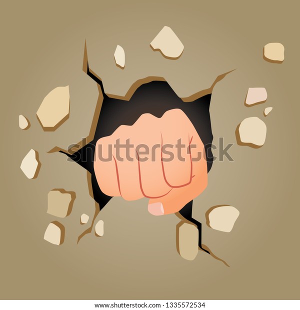 Fist Breaking Wall Vector Illustration Stock Vector (Royalty Free ...