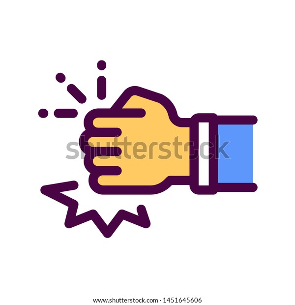 Fist Hitting Table Line Color Icon Stock Vector (Royalty Free ...