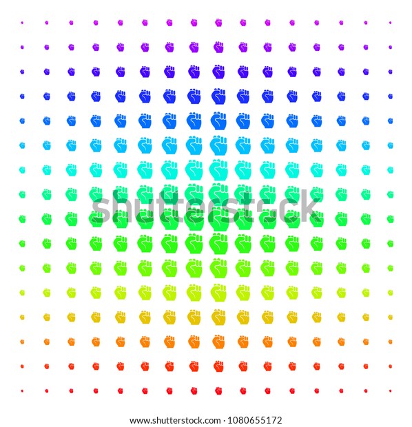 Fist Icon Spectrum Halftone Pattern Vector Stock Vector (Royalty Free ...