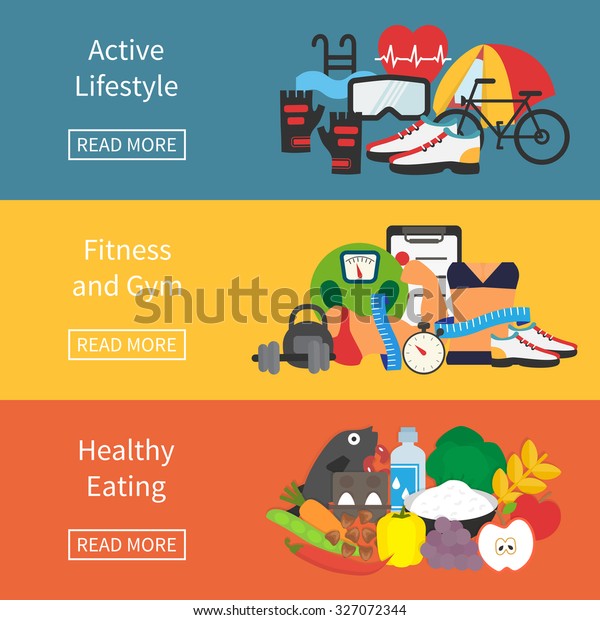 Fitness Diet Banner Healthy Lifestyle Diet Stock Vector Royalty Free